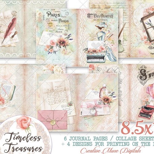 Digitalpink Rosedigital Junk Journal Kit Digital Ephemera | Etsy