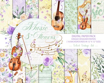 Music Digital Paper | Etsy