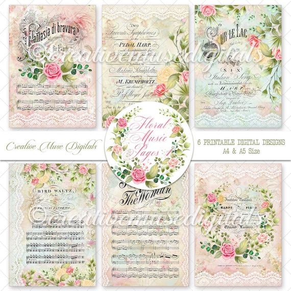 Paper Ephemera vintage ephemera digital kits script digital kit floral ...