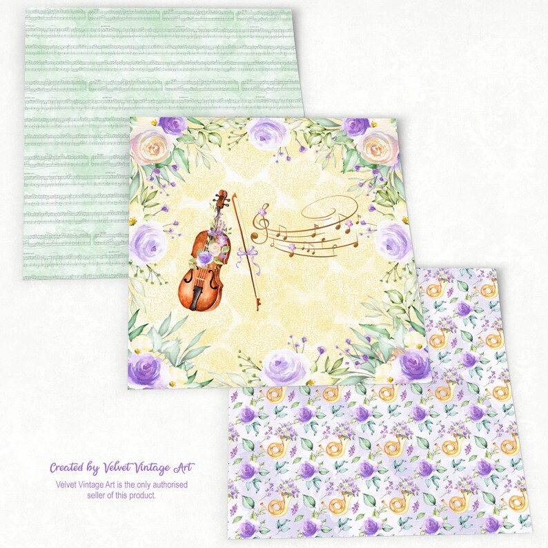 Music Digital Paper Floral Digital Papers Music Patterns - Etsy