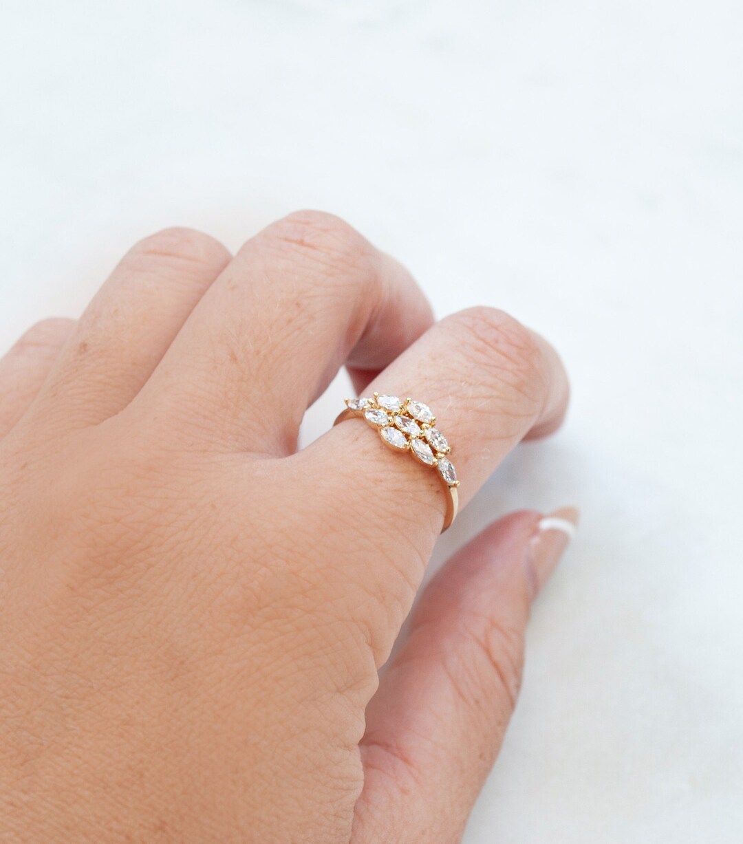 Art Deco CZ Ring - 18k Crystal Ring - Vintage Inspired Ring - Gold ...