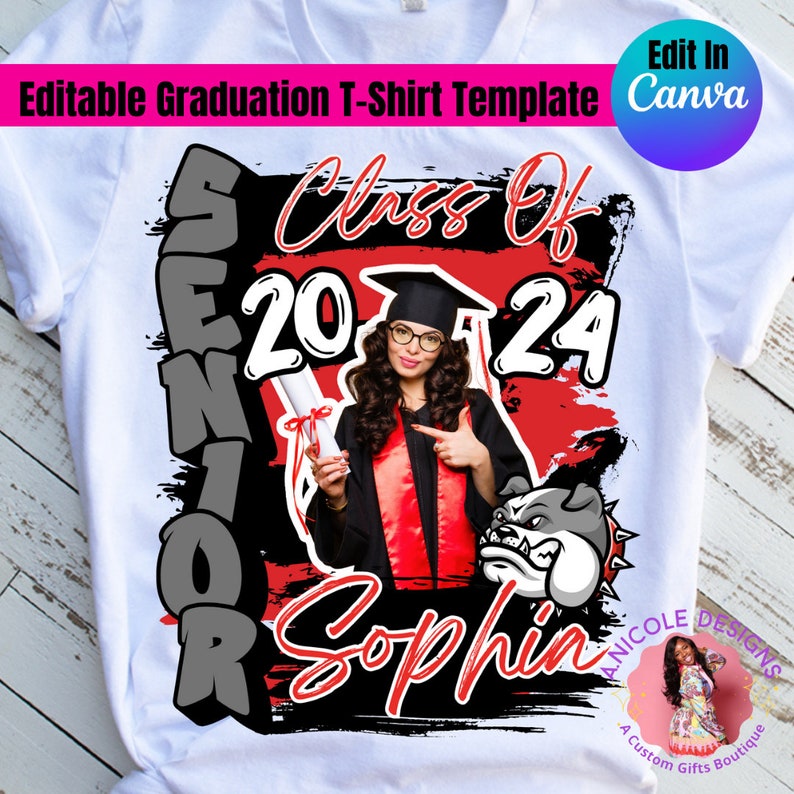 Editable Graduation T-shirt Template #5 - Etsy