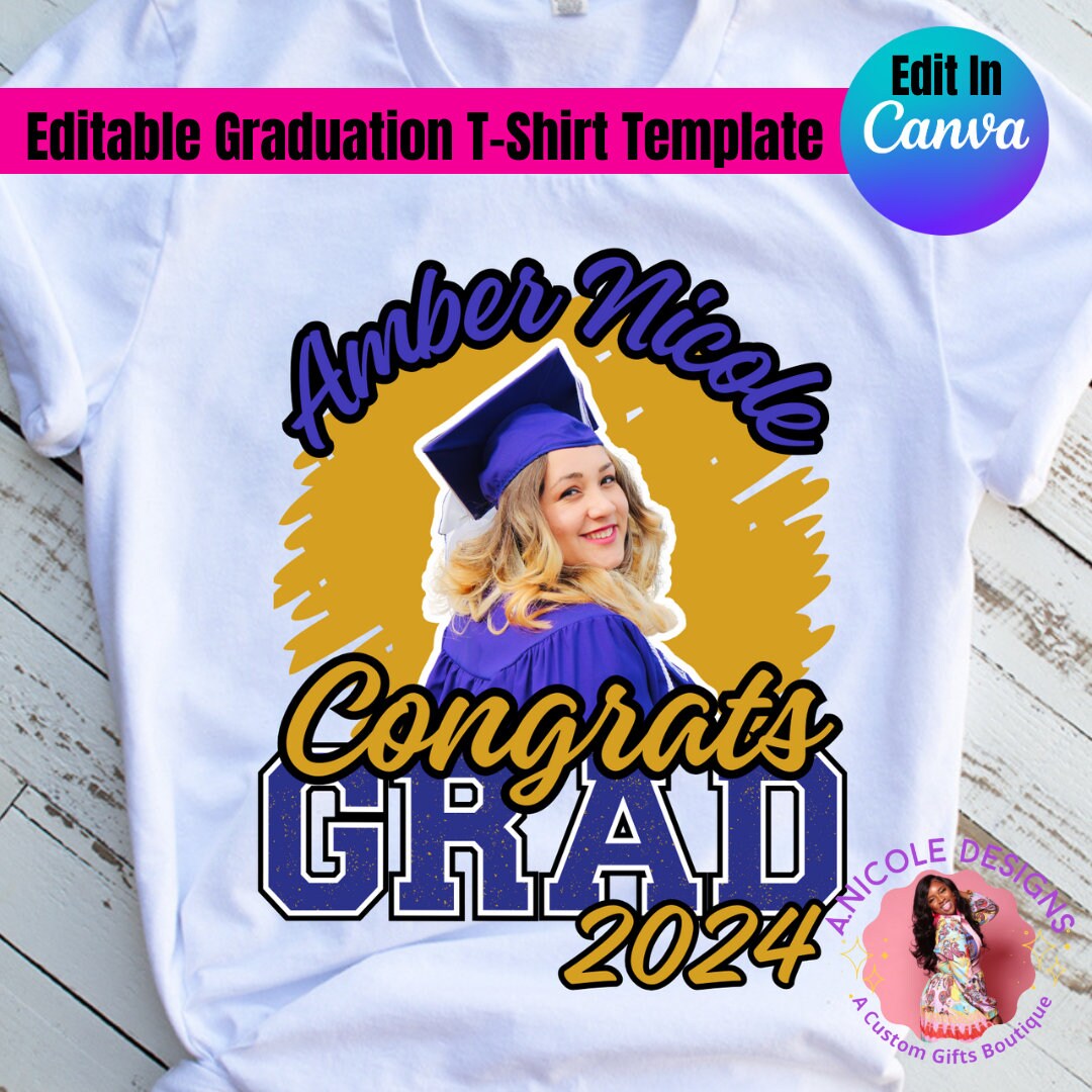 Editable Graduation T-shirt Template #6 - Etsy