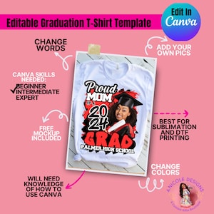 Editable Graduation T-shirt Template #2 - Etsy