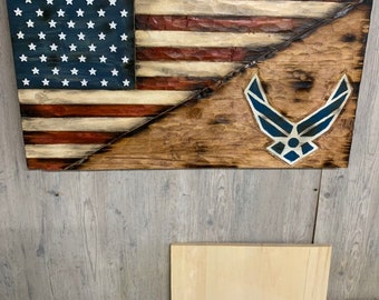 Wood Split US and Air Force Flag | Etsy
