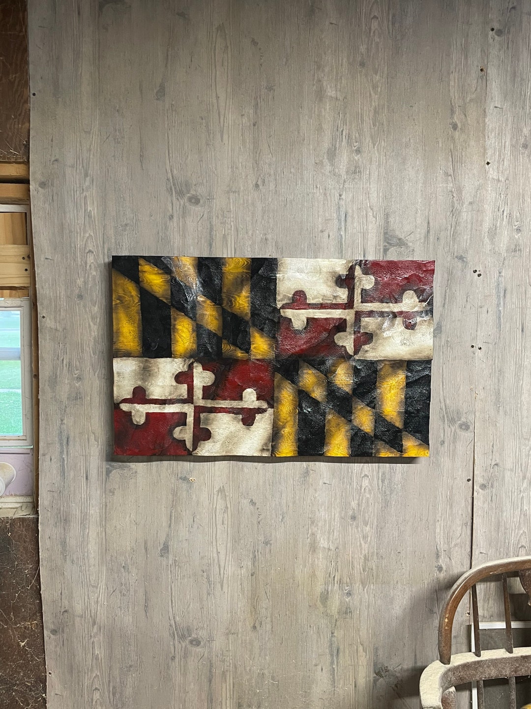 Wood Wavy Maryland Flag- Large - Etsy