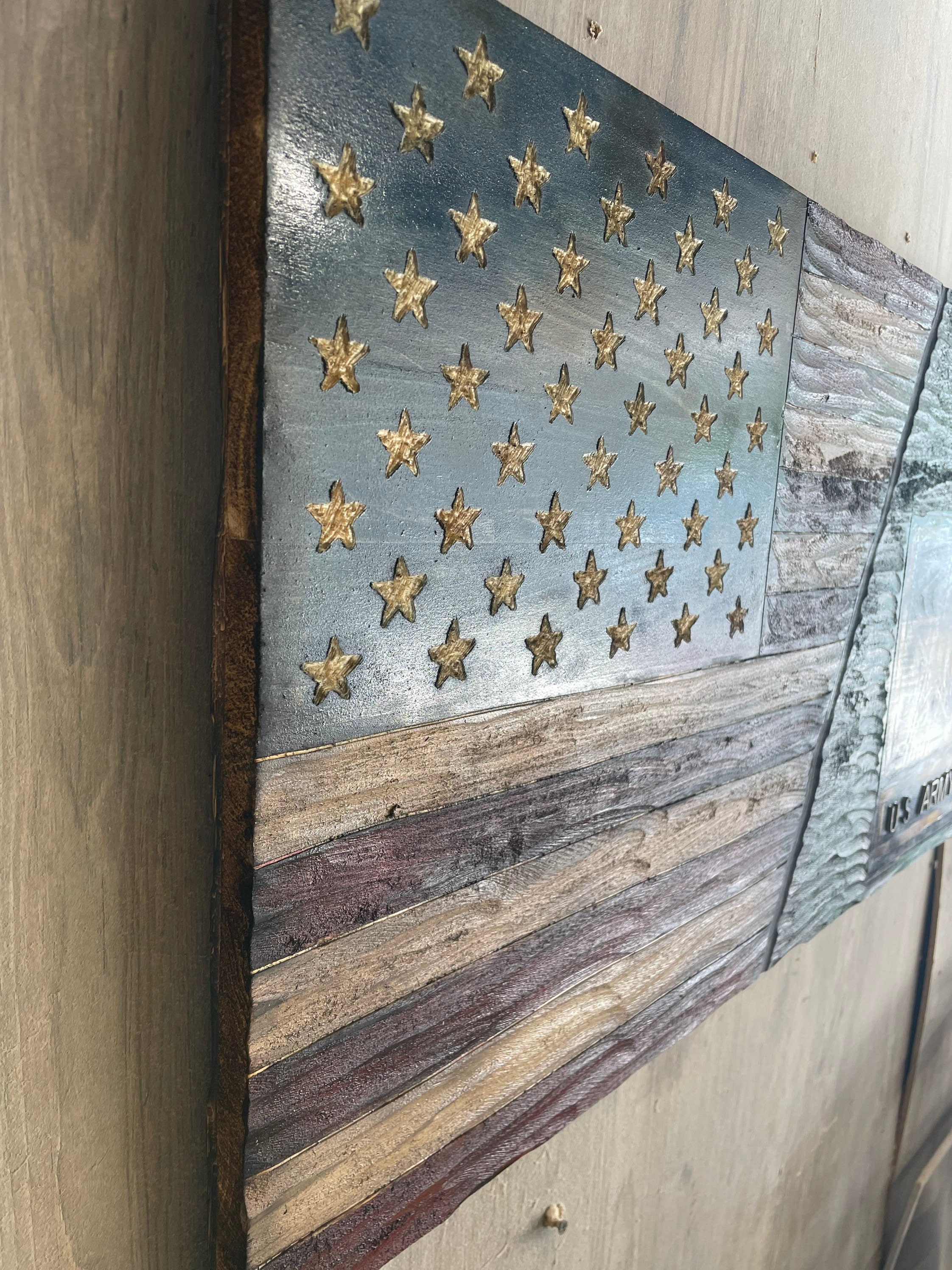 Wood Split US and Army Flag - Etsy