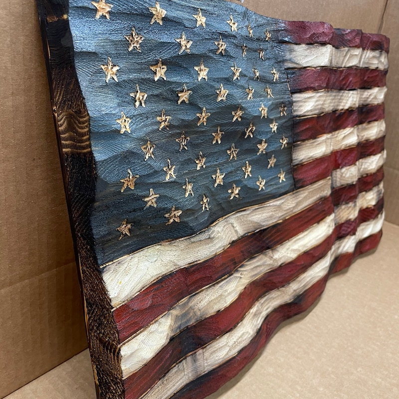 Wavy Wooden American Flag - Etsy