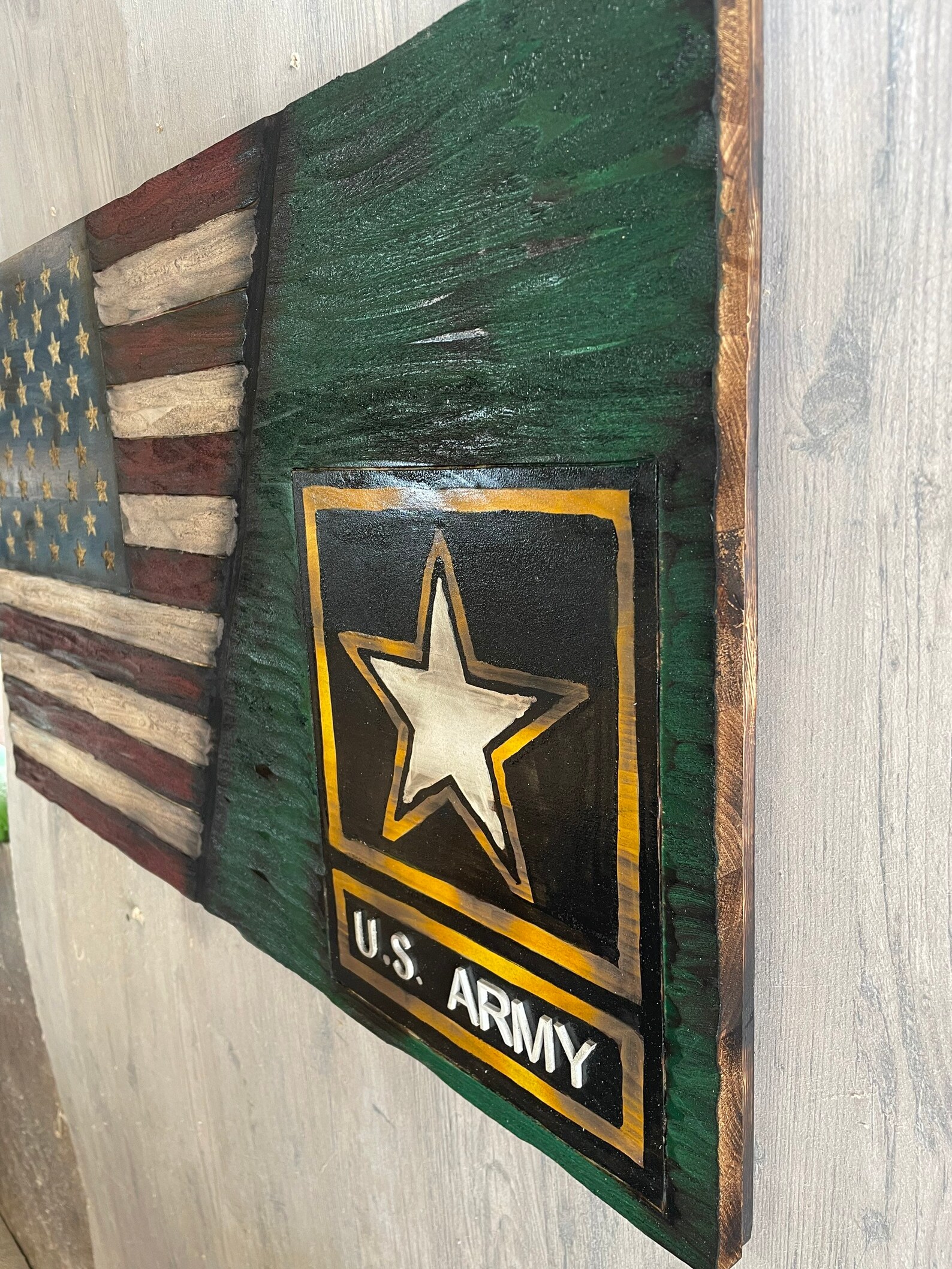 Wood Split US and Army Flag - Etsy
