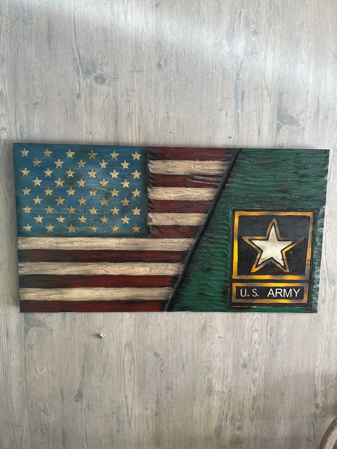 Wood Split US and Army Flag - Etsy