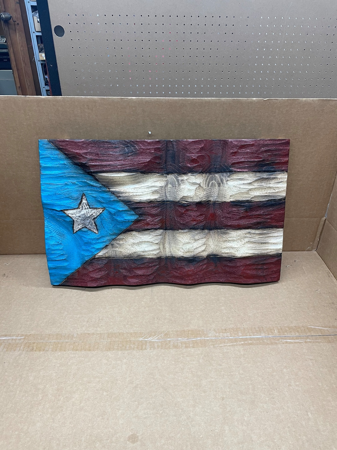 Wood Wavy Textured Puerto Rico Flag - Etsy