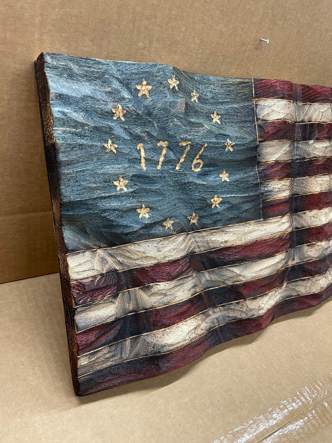 Wood Wavy Textured 1776 Flag - Medium - Etsy