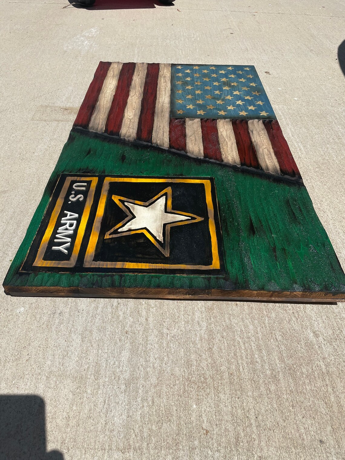 Wood Split US and Army Flag - Etsy