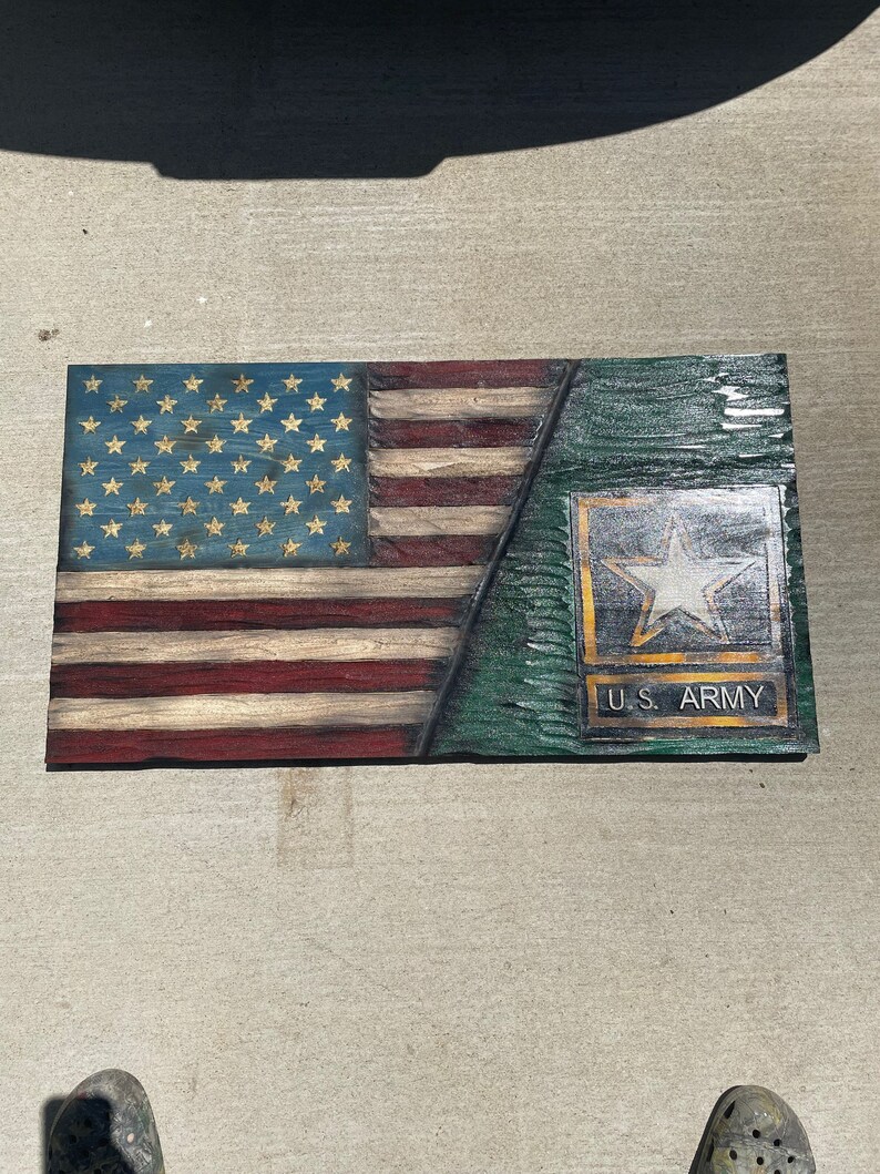 Wood Split US and Army Flag - Etsy