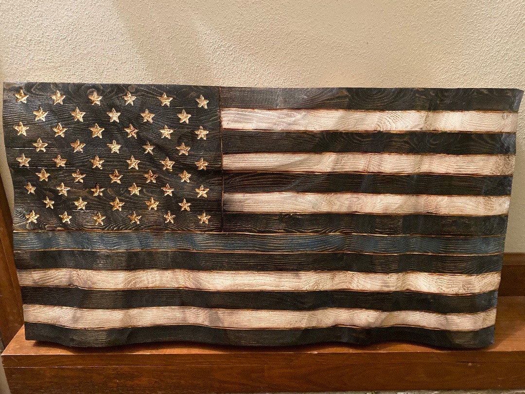 Wavy Thin Blue Line Flag - Medium - Etsy