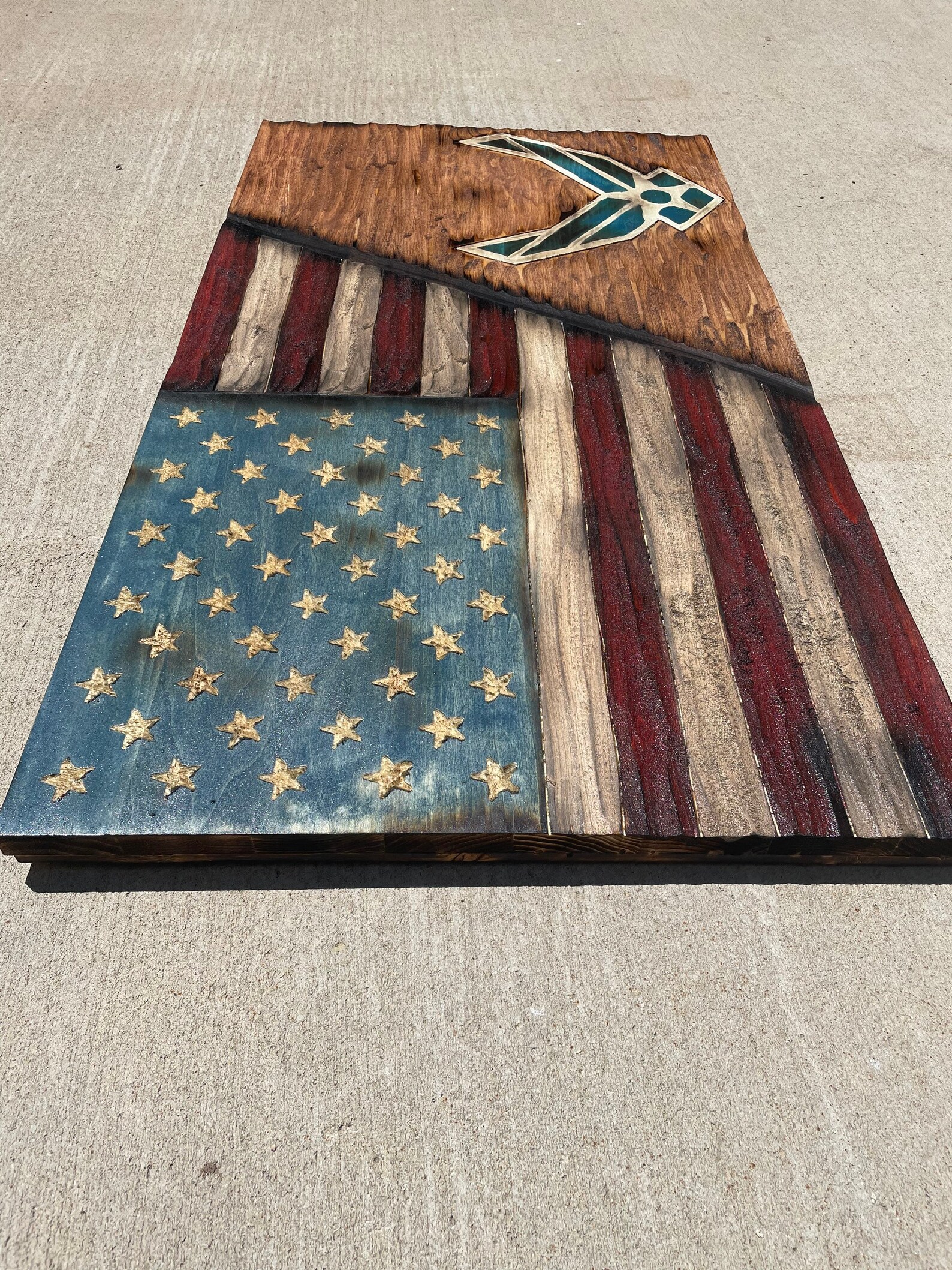 Wood Split US and Air Force Flag - Etsy