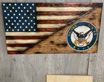 Wood Split US and Army Flag | Etsy