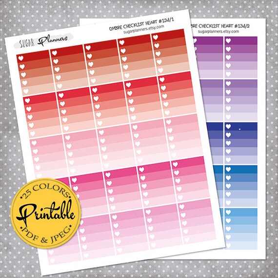 Calendars & Planners Paper Printable Ombre boxes for Compact PP Ombre ...
