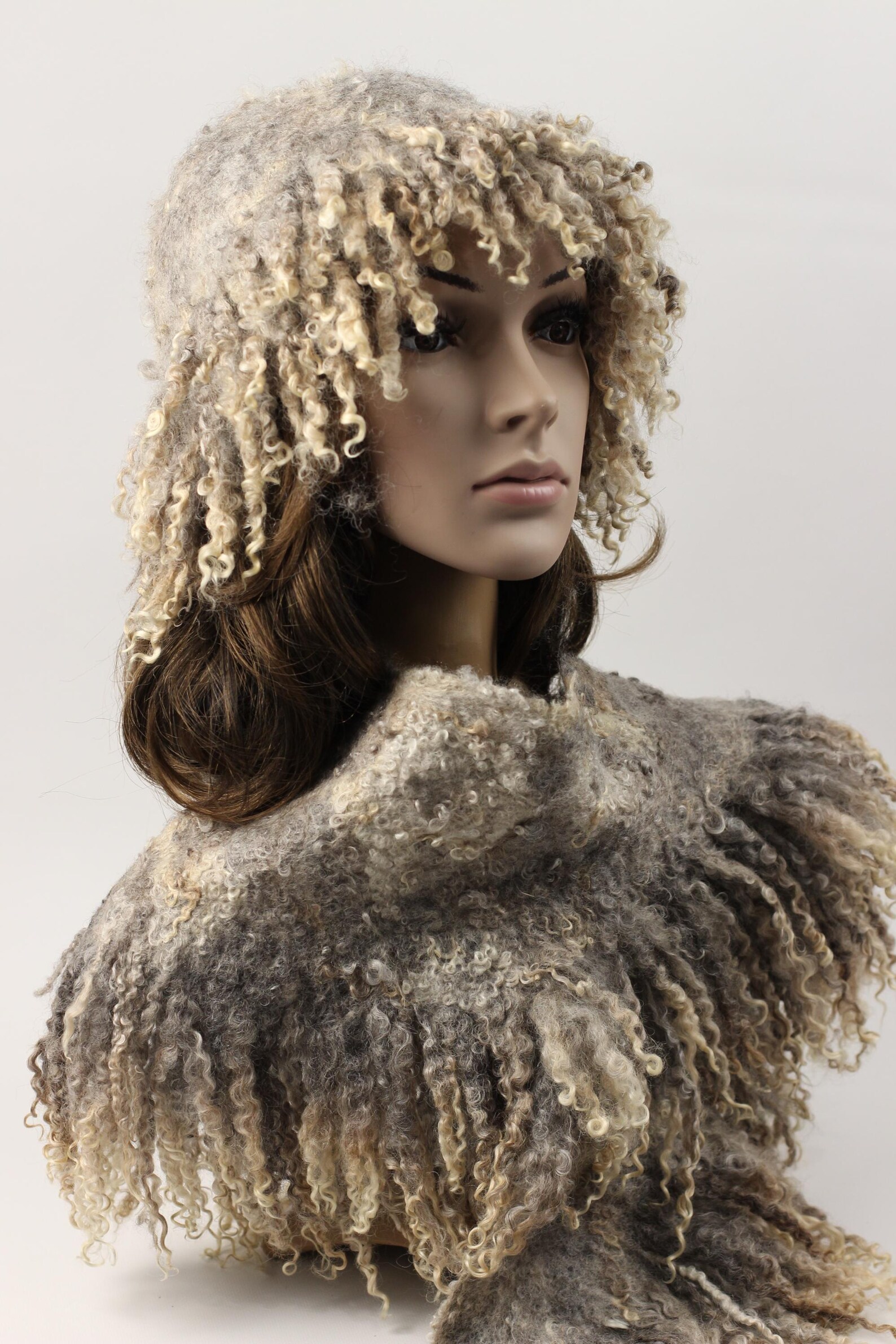 Handmade Felted Wool Scarf With Sheep Fleece Fringe - Etsy