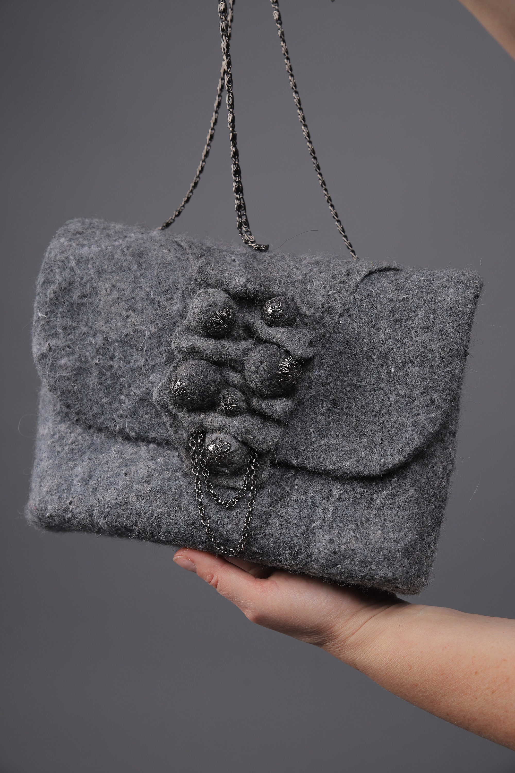 Felted Bag Gray Felt Bag Handmade Bag Girl Gift Small Bag - Etsy
