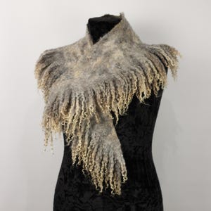 Handmade Felted Wool Scarf With Sheep Fleece Fringe - Etsy