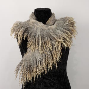 Handmade Felted Wool Scarf With Sheep Fleece Fringe - Etsy
