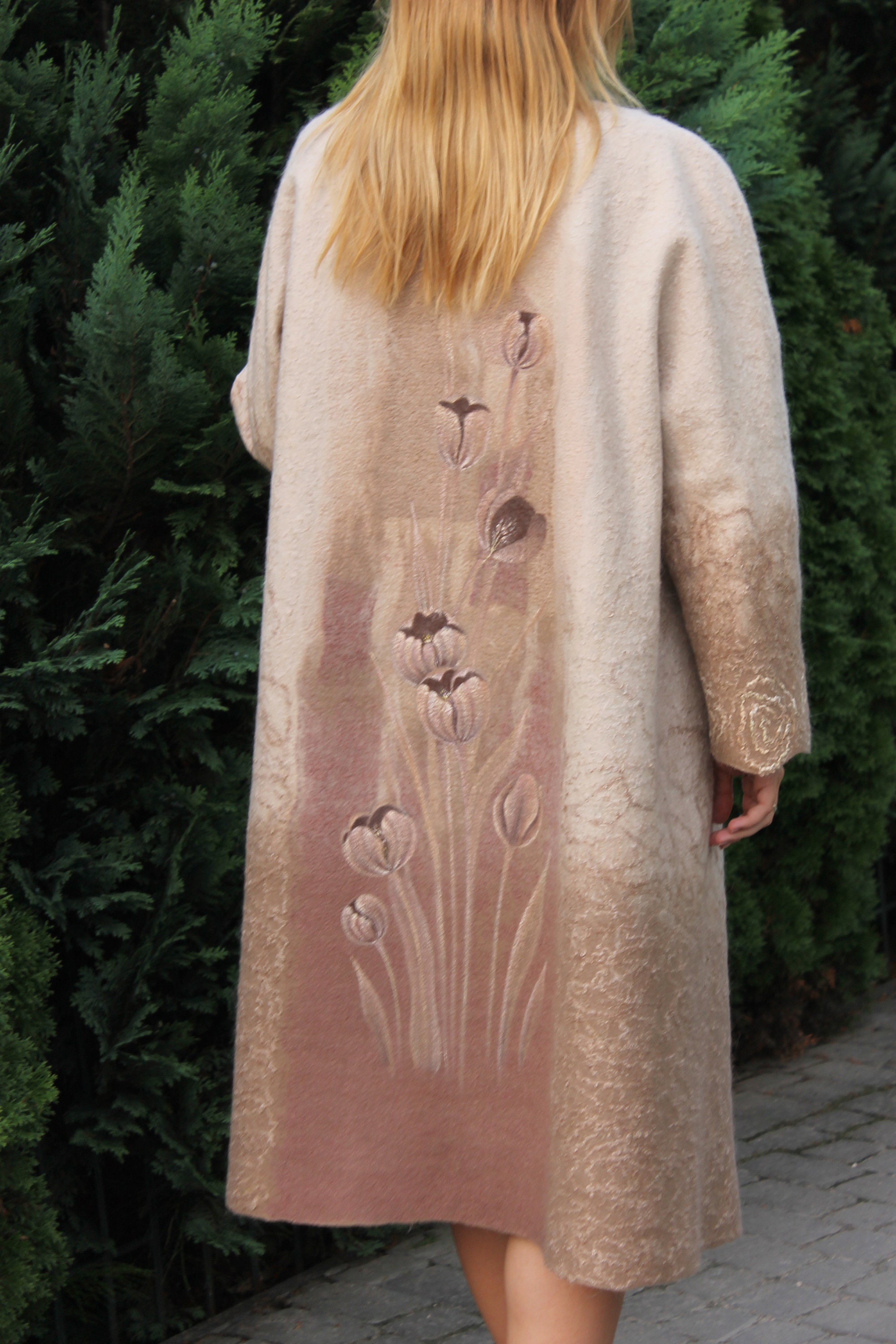 Custom Beige Felt Cardigan for Katarzyna Light Spring Coat - Etsy Canada