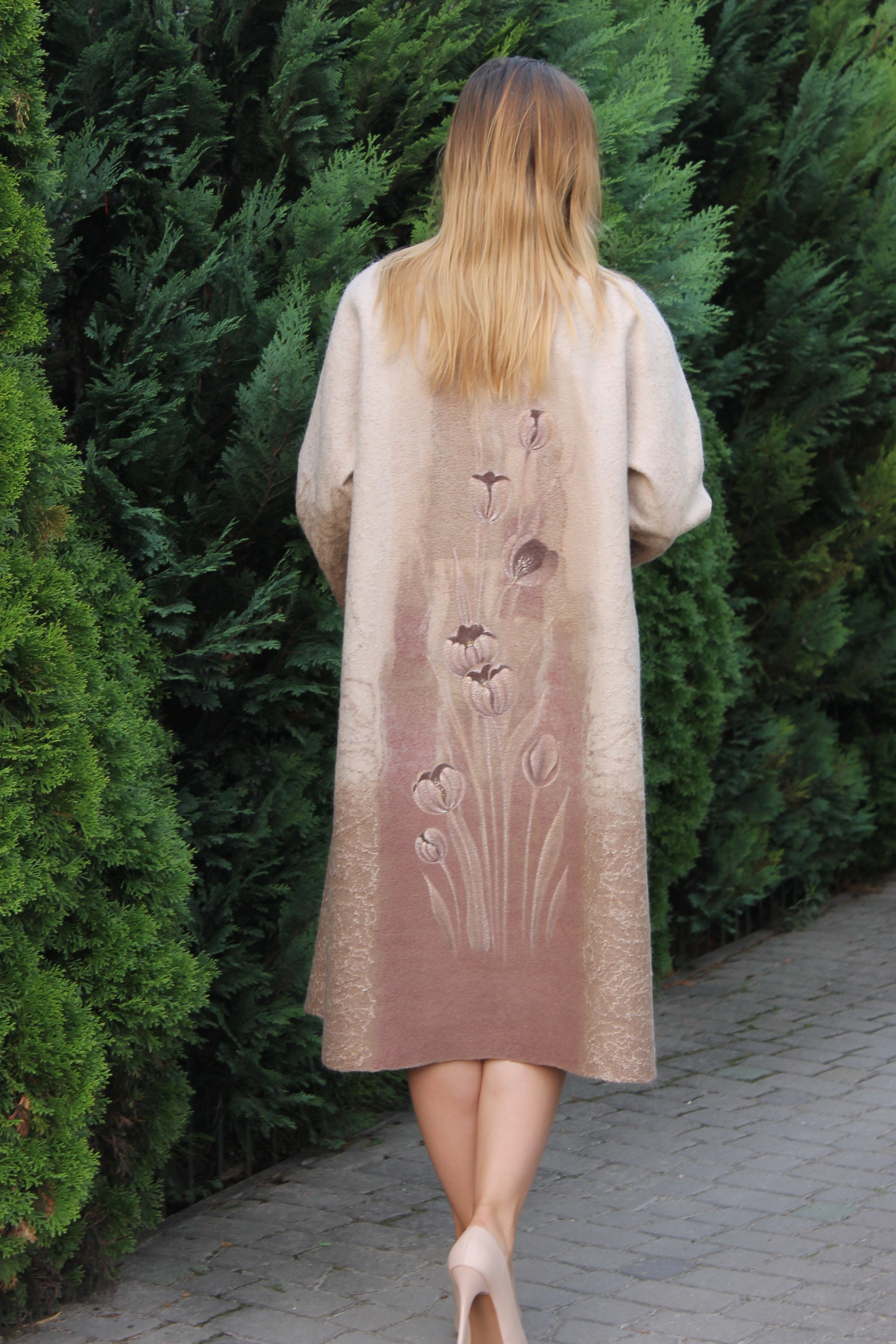 Custom Beige Felt Cardigan for Katarzyna Light Spring Coat - Etsy Canada