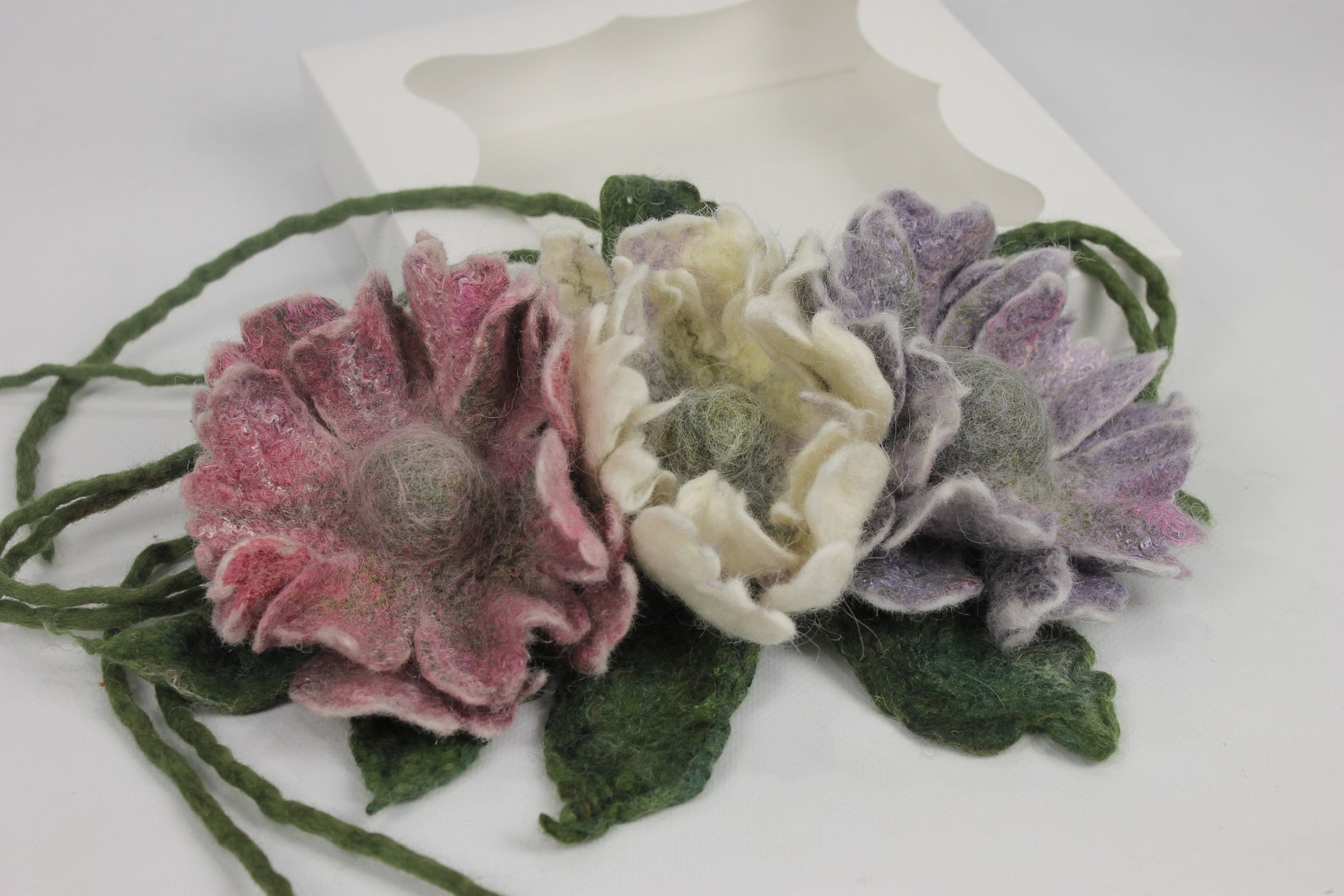 Felt Flower Necklace Felt Scarf Wool Flower Cord Floral | Etsy