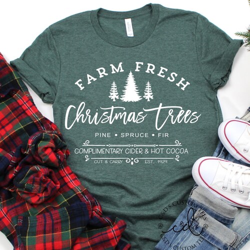 Christmas Tees Farm Fresh Trees Christmas Shirt Christmas - Etsy