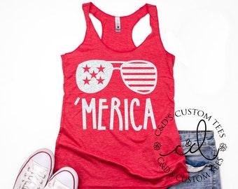 Merica Tank Top Women's 4th of July Tank July 4th Tank | Etsy