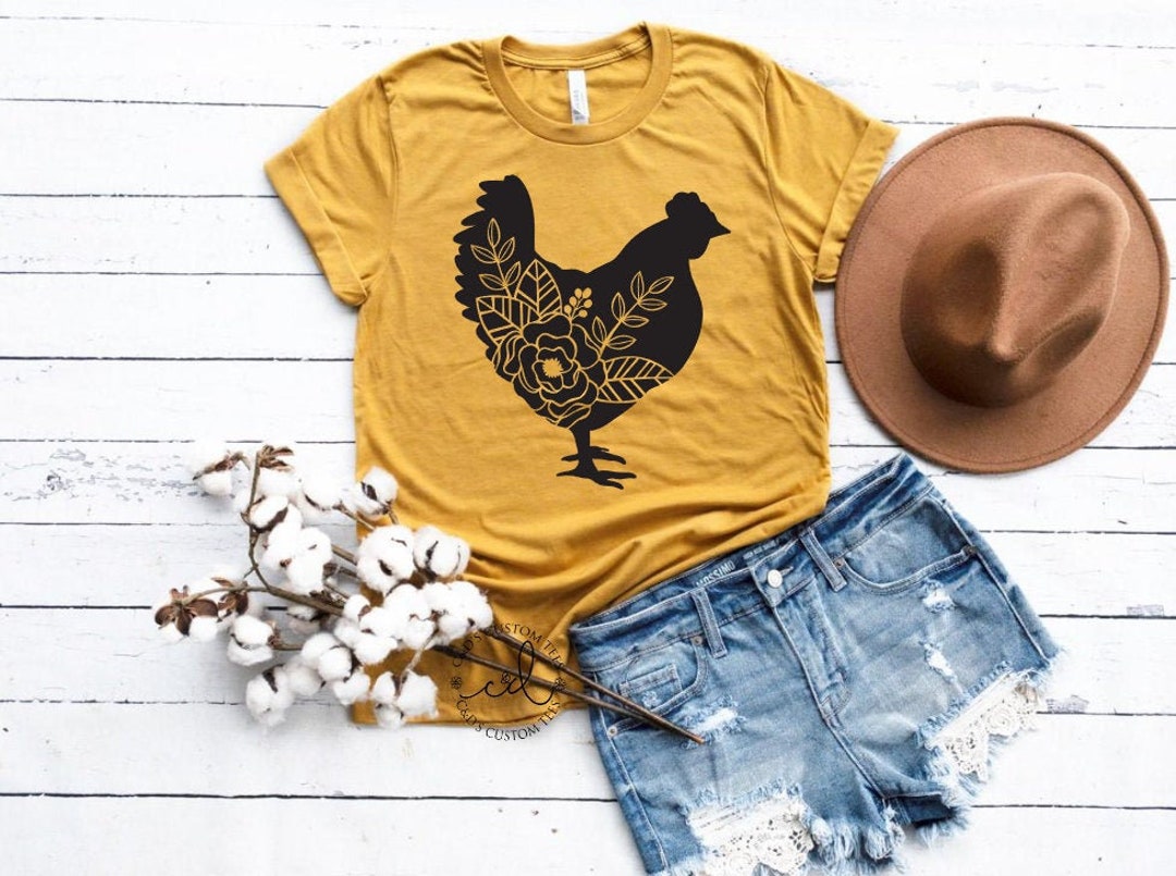 Floral Chicken Shirt - Chicken Shirt - Farm Shirt - Chicken Lover Shirt ...