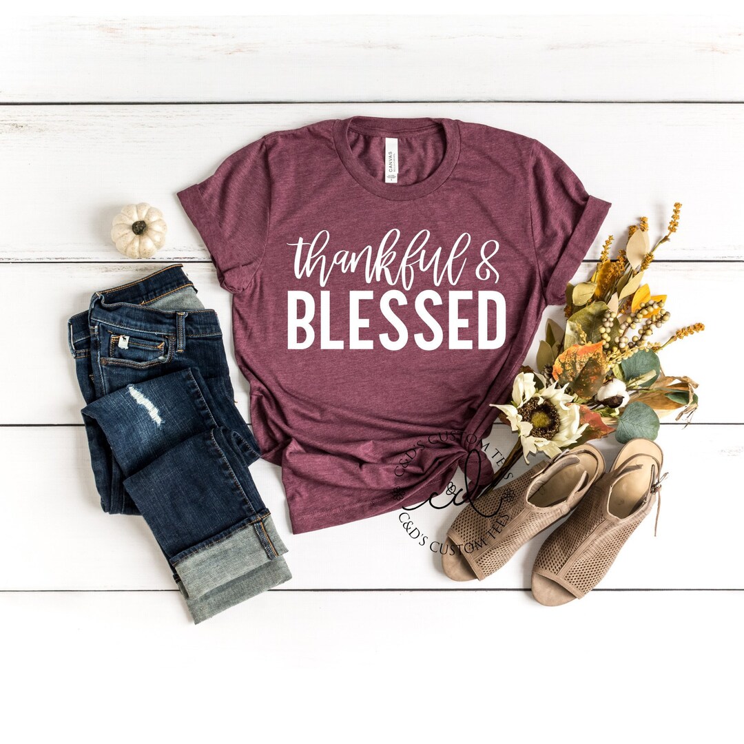 Fall Shirts - Thankful and Blessed Shirts - Thanksgiving Tee - Cute ...