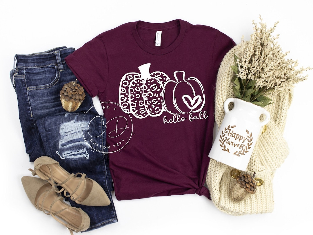 Fall Shirts Hello Fall Shirt Thanksgiving Tee Leopard Pumpkin Tee Cute ...