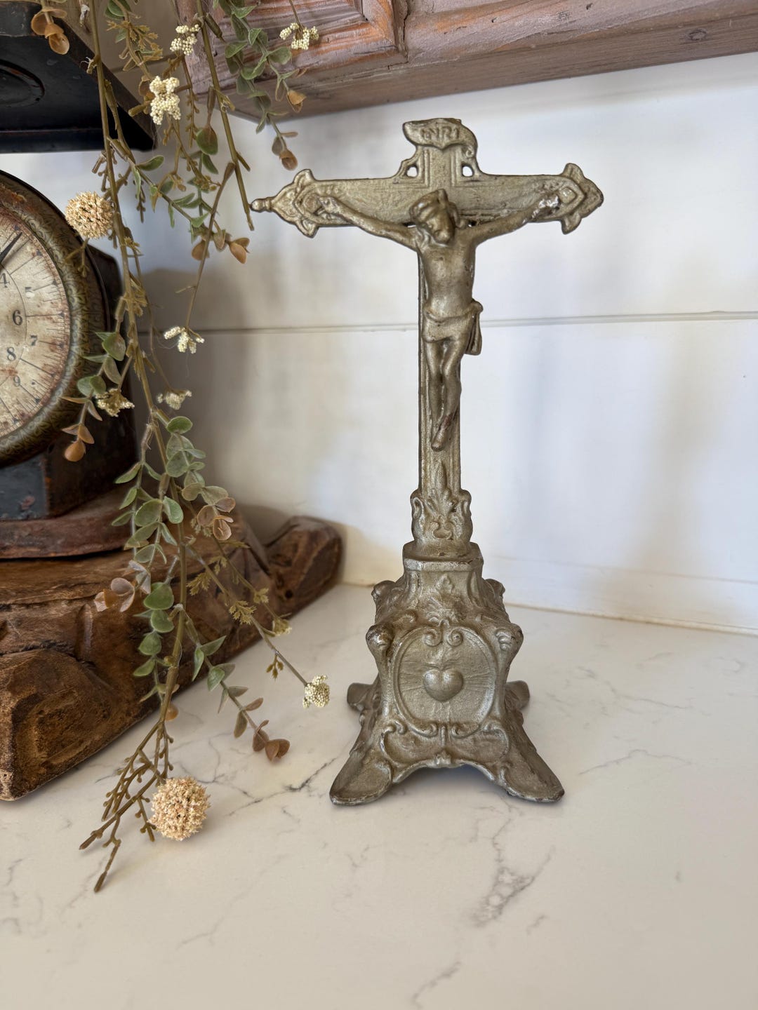 Antique Alter Cross Table Top Crucifix Jesus on the Cross Religious ...