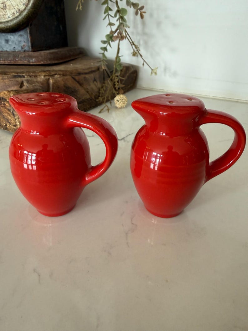 Vintage Stoneware Red Le Creuset Salt and Pepper Shaker Set - Etsy