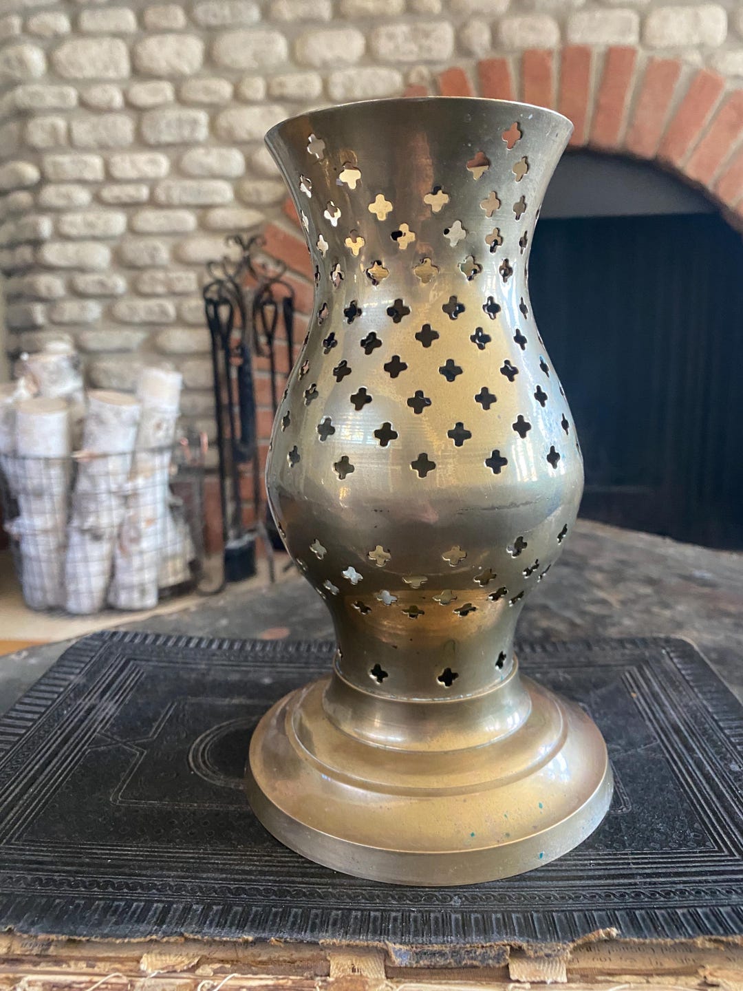 Vintage Brass Hurricane Lamp Candle Holder Home Décor Great for Staging ...
