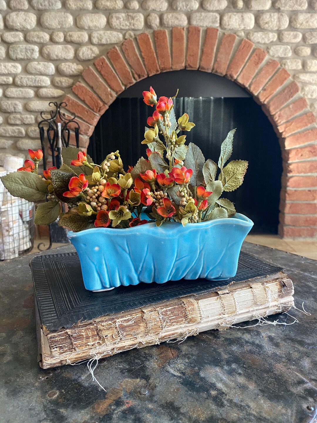 Vintage Mccoy Blue Pottery Planter Green USA Great for Home Decor ...