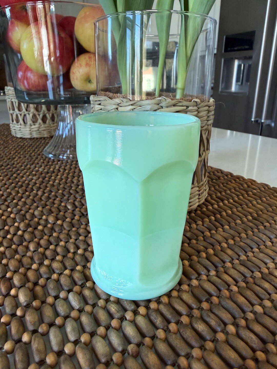 Vintage Fenton Martha by Mail Jadeite Flat Faceted Single 6 Oz Tumbler ...