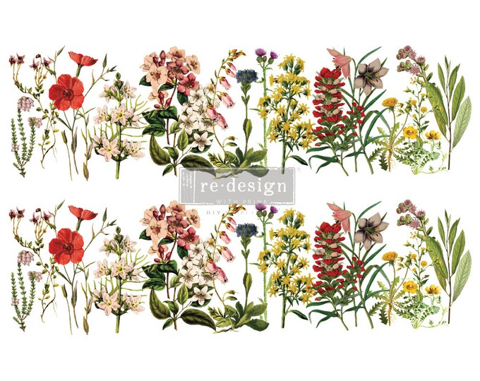 The Flower Fields Transfer Redesign With Prima Decor Transfer - Etsy