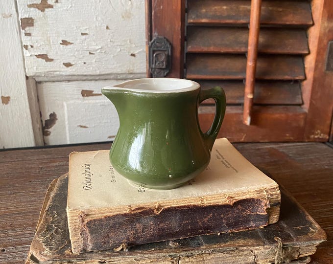 Vintage Green HALL Creamer Hotel Restaurant Style China Farmhouse Decor ...