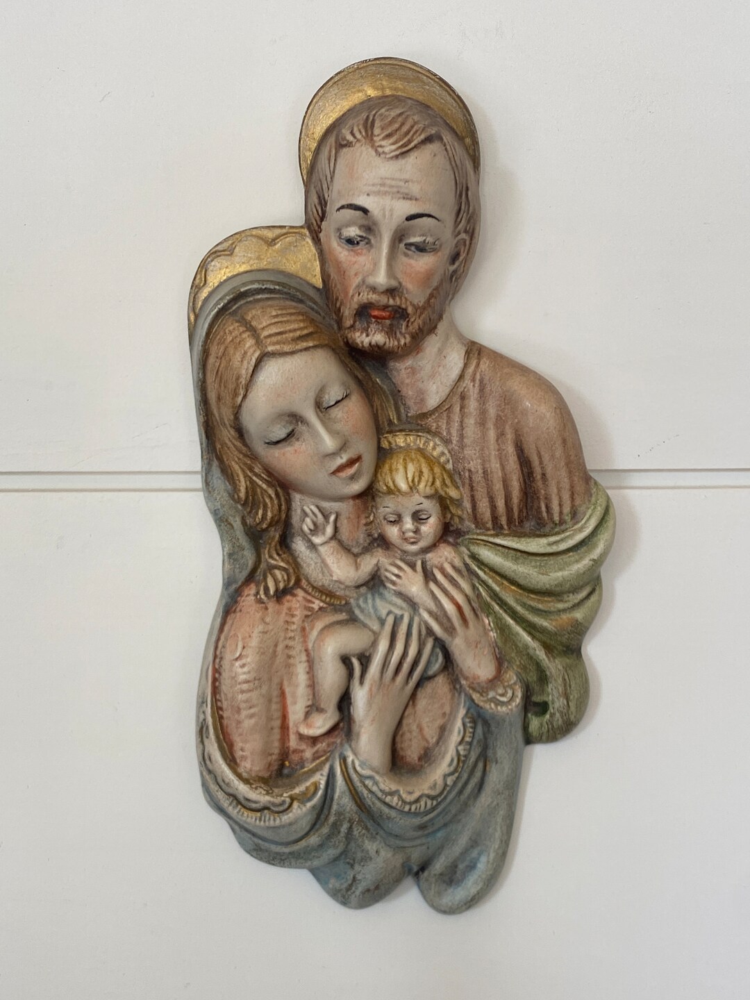 Vintage Zavory Mold Mary Joseph and Baby Jesus Wall Plaque Religious ...