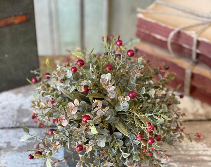 Foggy Moon Red Half Sphere Faux Greenery for Arrangements, Crafts or ...