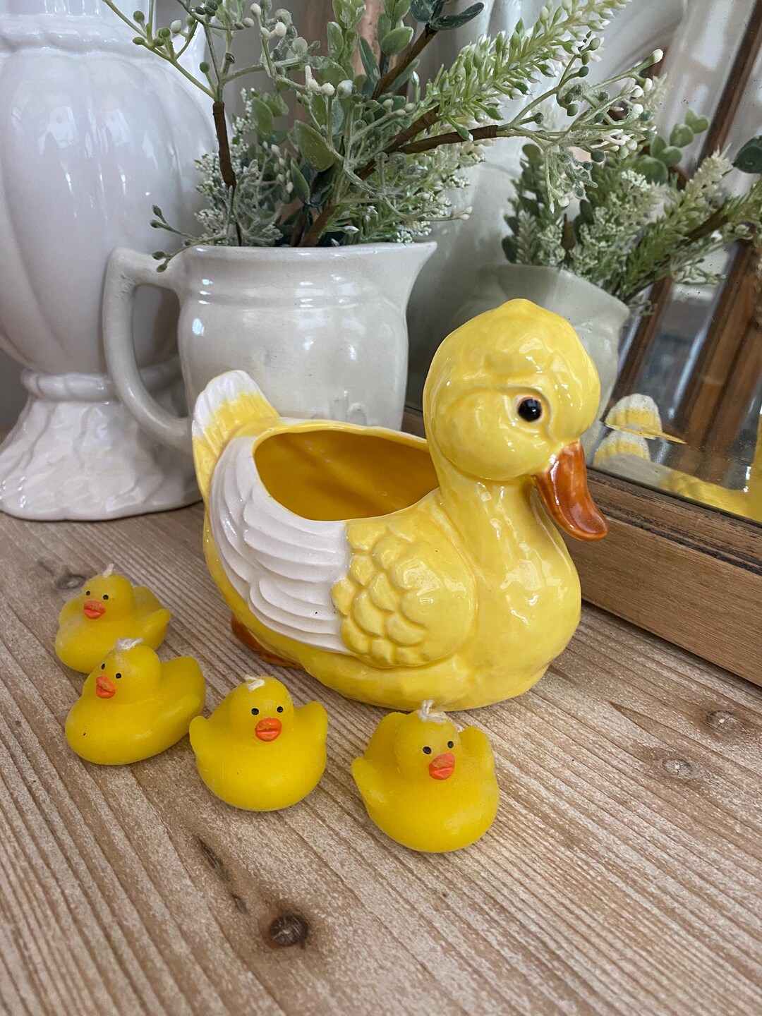 Vintage Ardco Duck Planter and Baby Duck Tea Lights Made in Japan C ...
