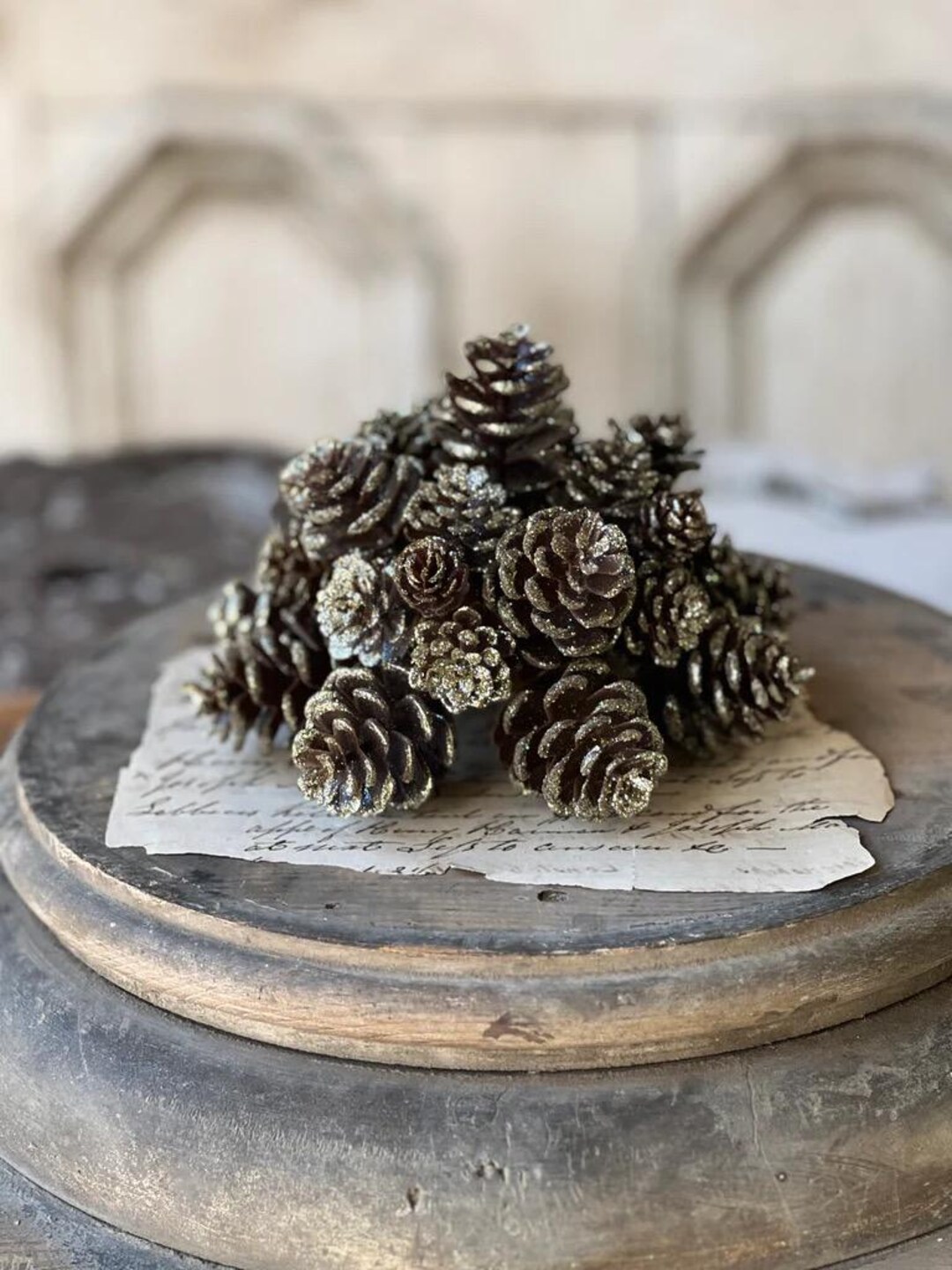 Shimmer Pine Cone Half Sphere, Holiday, Winter Floral Staging, 7 Inch ...
