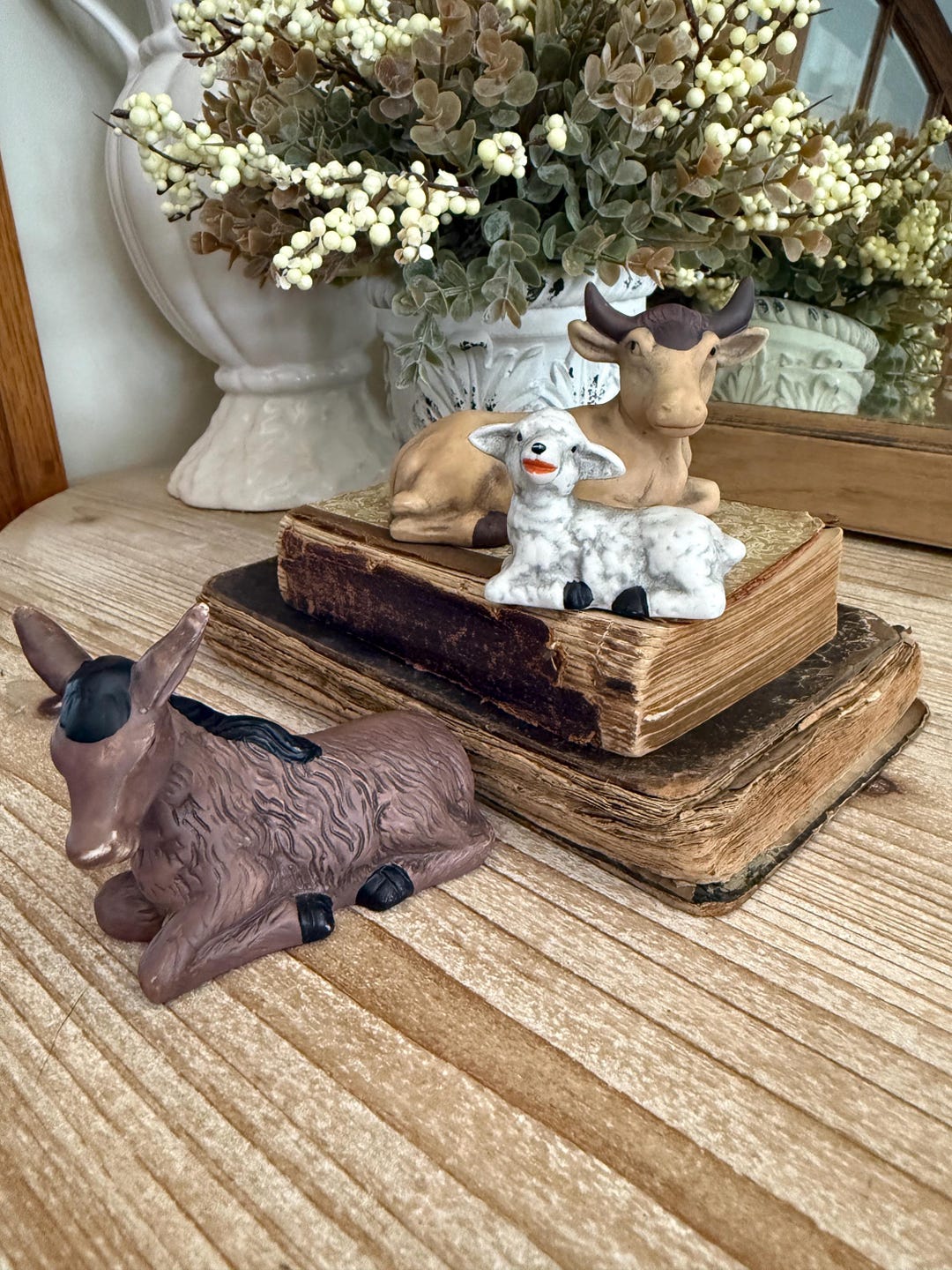 Vintage Farm Set of 3 Sheep, Donkey, Bull From Nativity Great Home ...