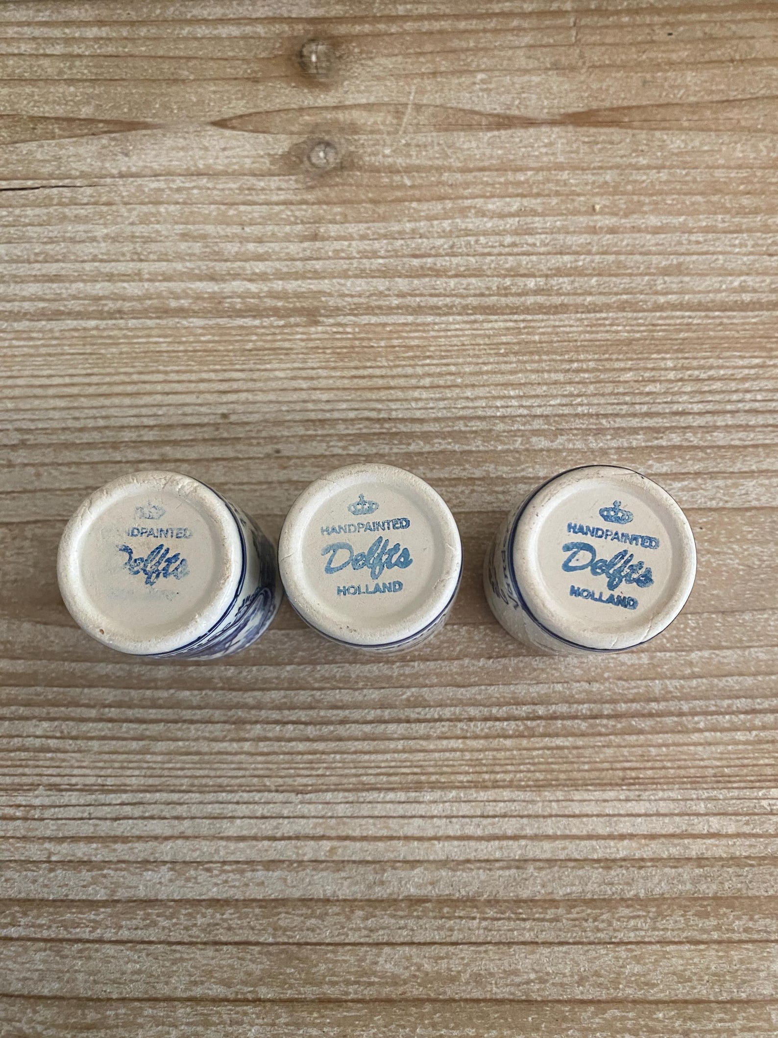 Vintage Set of 3 Hand Painted Delft Ware Vandermint Shot Glass Cups or ...