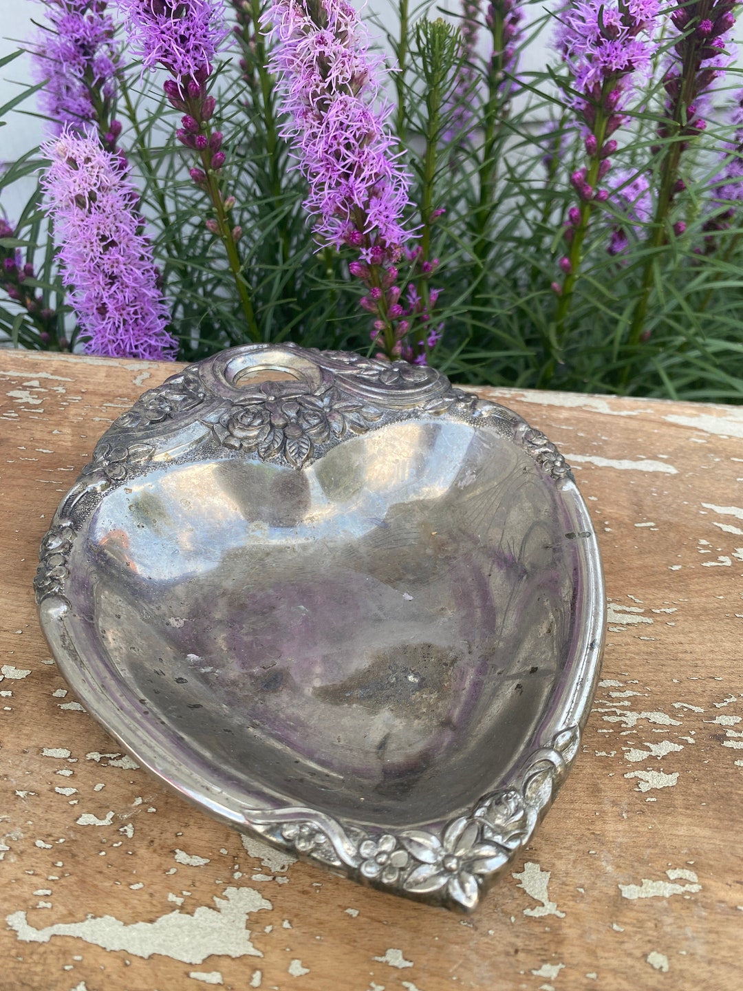 Vintage Silver Plate Heart Shaped Trinket Jewelry Dish Great for Home ...