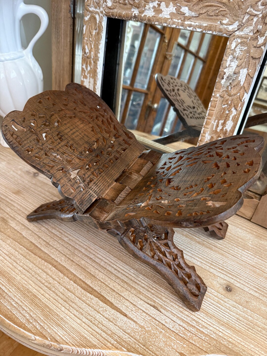 Vintage Hand-carved Wooden Rihal Book Stand Display Stand Home Décor ...