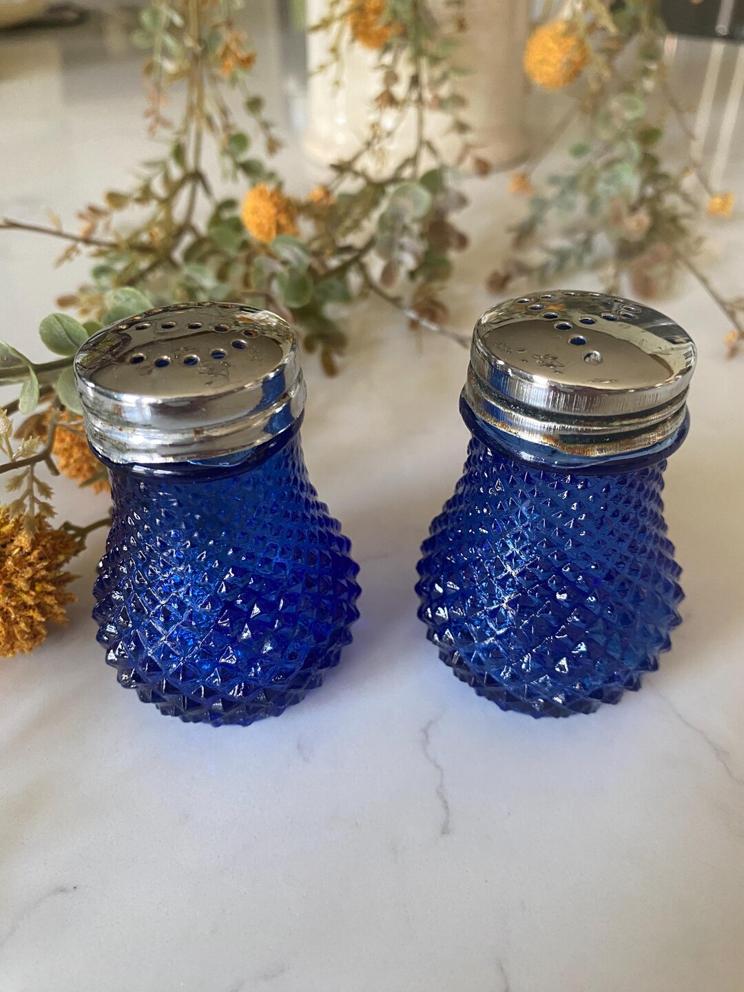 Vintage Cobalt Blue Salt and Pepper Shaker Set - Etsy